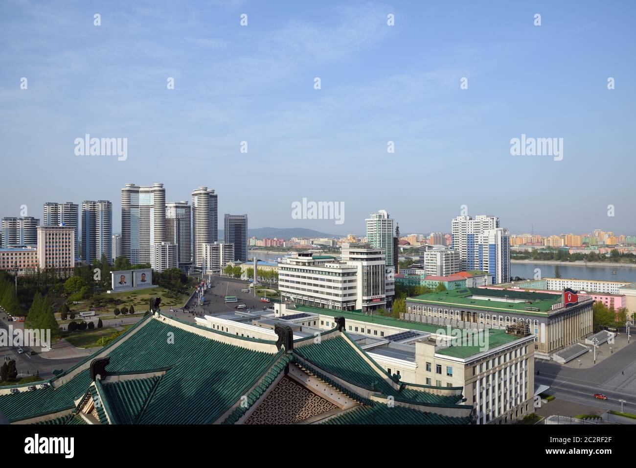 Pyongyang, North Korea - April 29, 2019: View on the city from balcony ...