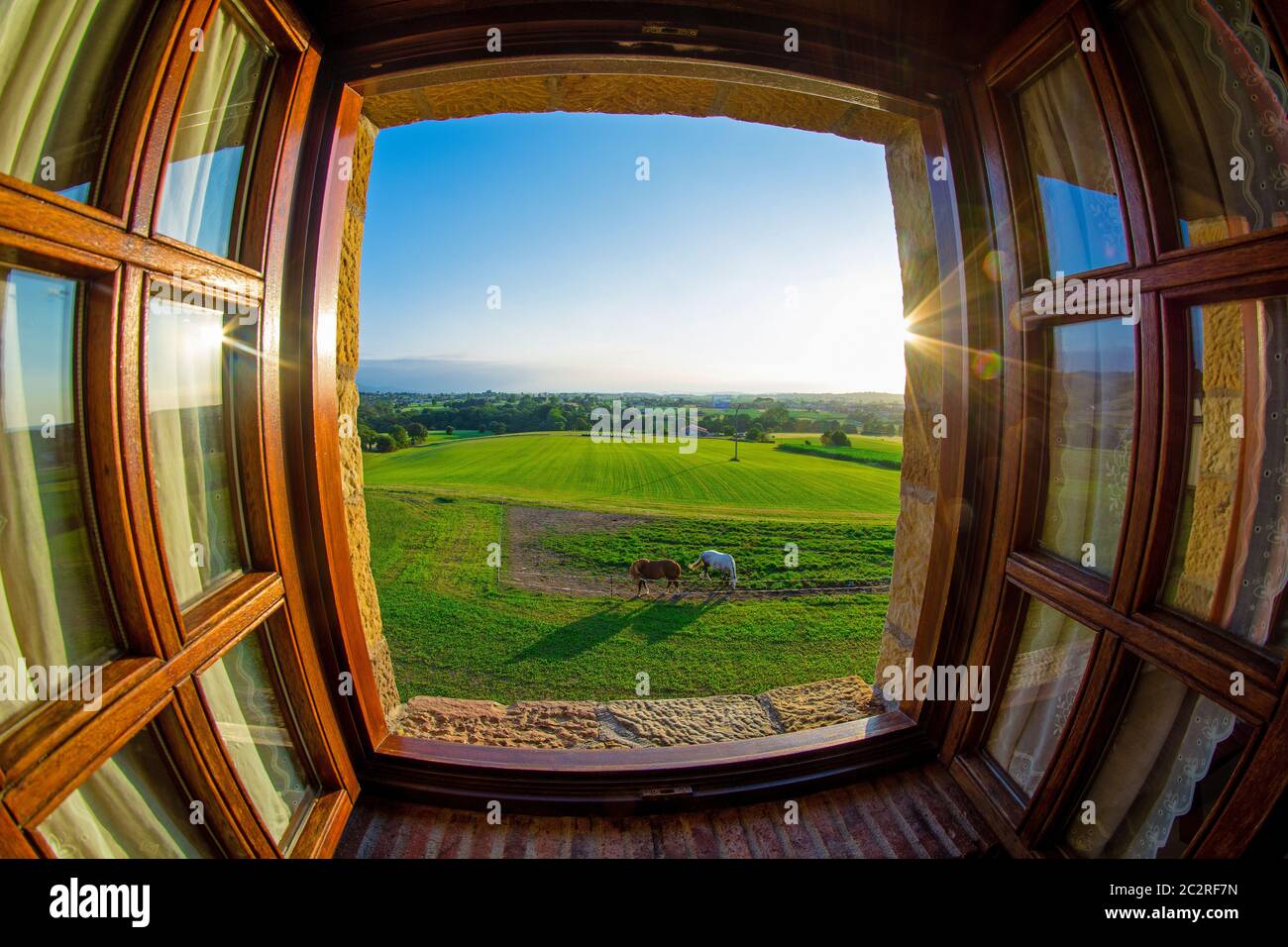 landscape nature view background. view from window at a wonderful ...