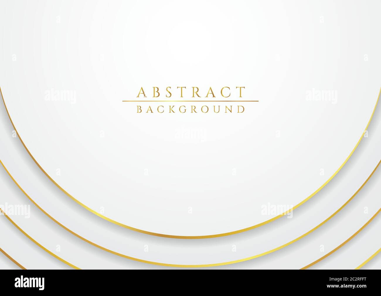Abstract circle wave shape overlap white and gold metallic design with ...