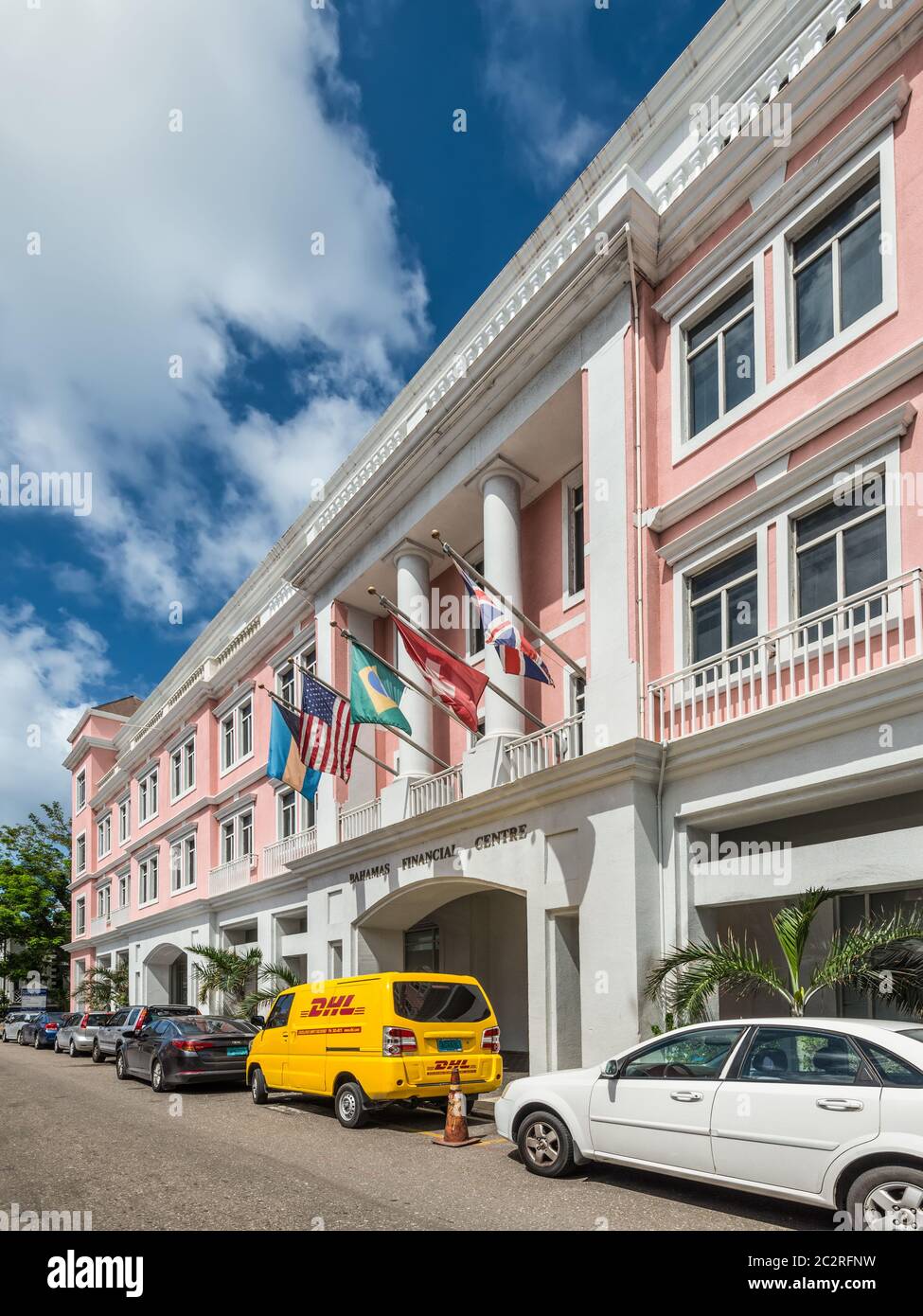 Nassau, Bahamas - May 3, 2019: Side view of the facade of the Bahamas ...