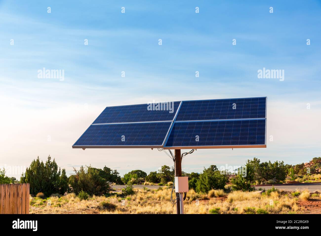 Blue solar panels against blue sky. Alternative energy technology Stock ...