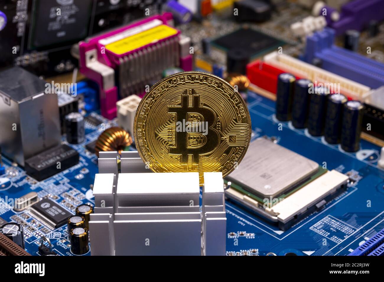 Bitcoin coin and printed circuit board PCB Stock Photo - Alamy