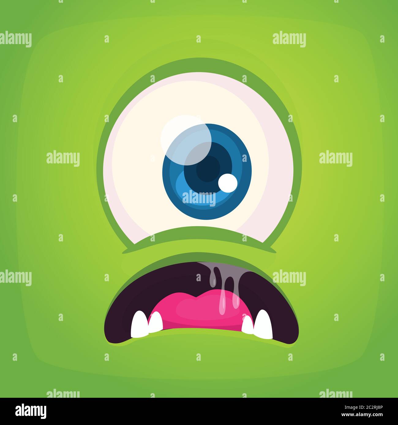 Cartoon monster face. Vector Halloween smiling monster avatar Stock ...