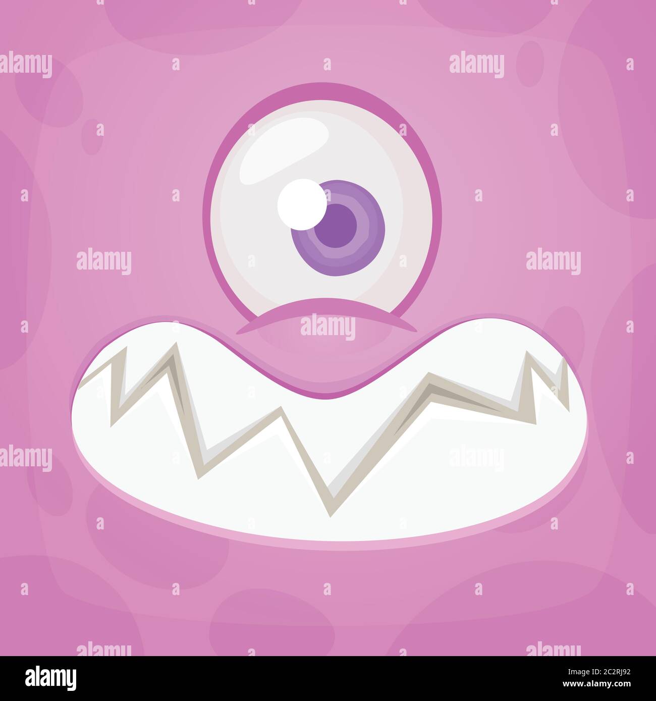 Cartoon monster face. Vector Halloween shocked monster square avatar ...