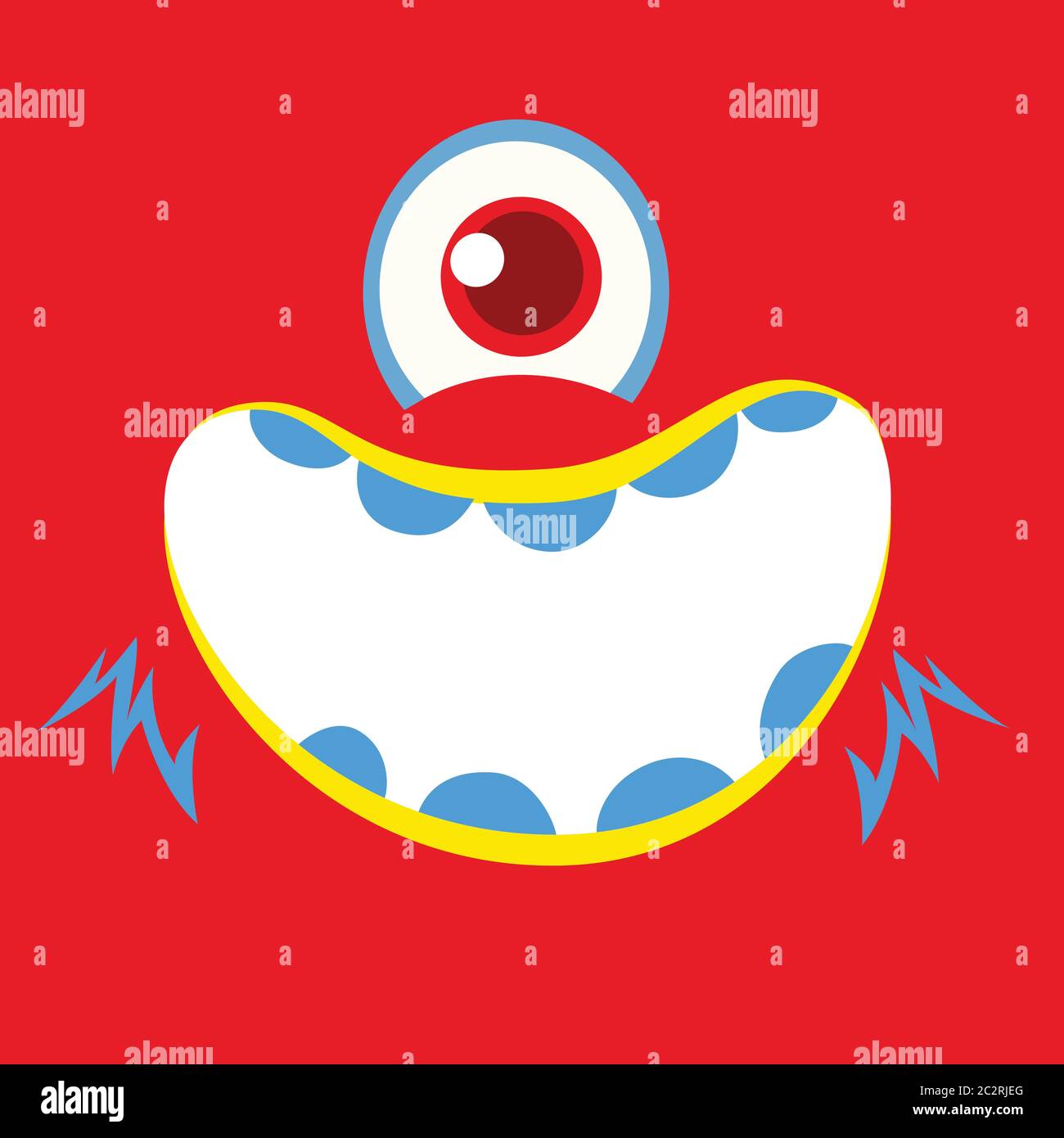 Funny cool cartoon monster face. Vector Halloween red monster character ...