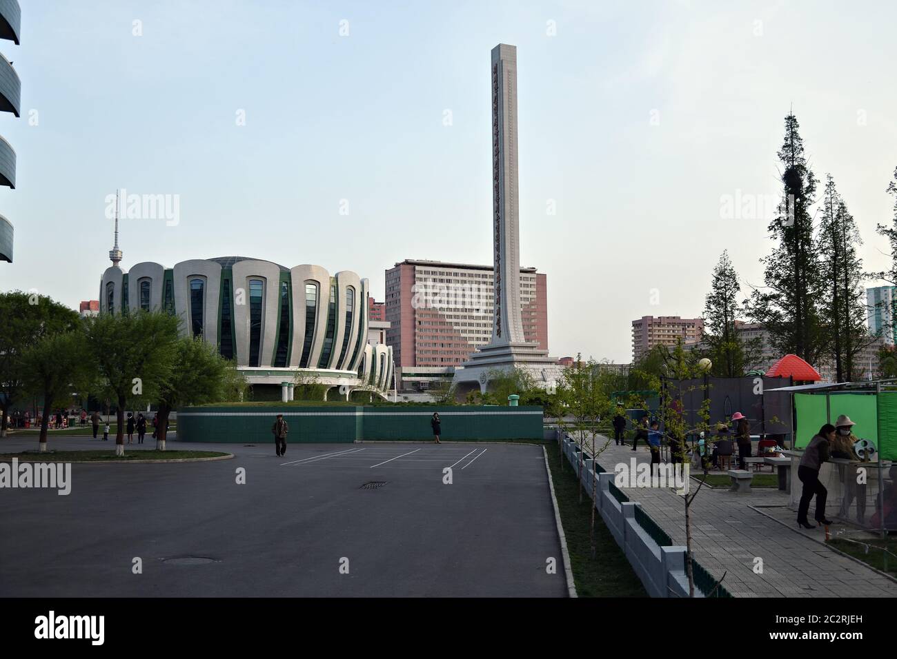 Pyongyang, North Korea - April 29, 2019: View on the new residential ...
