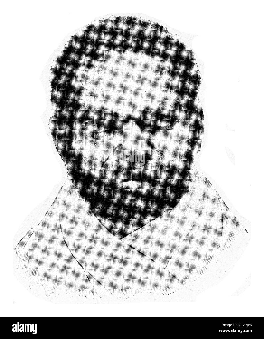 Head and face of one of the last survivors of the totally exterminated ...