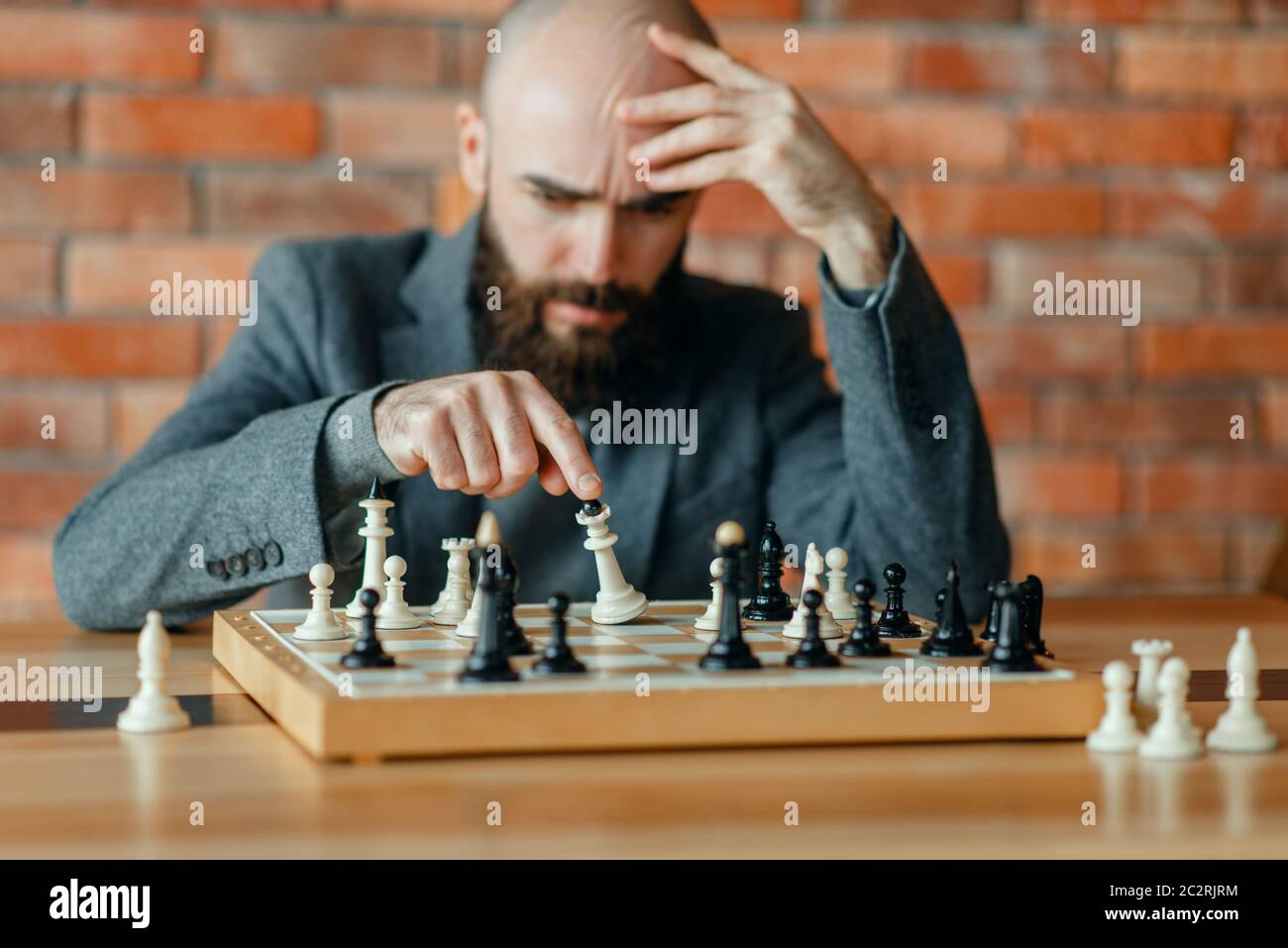 Male chess player understood that he lost, checkmate. Chessplayer at ...