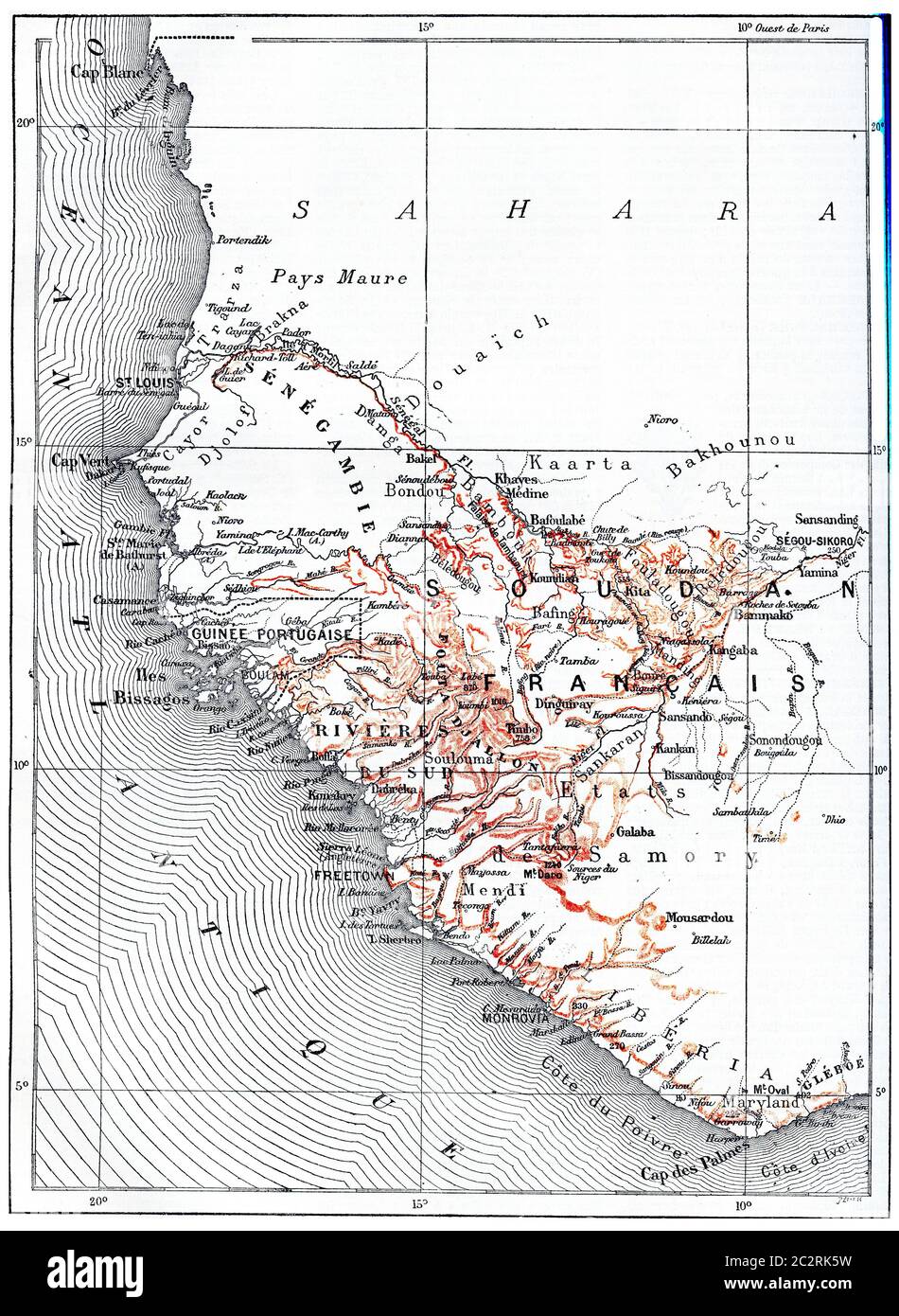 Senegal french map Cut Out Stock Images & Pictures - Alamy