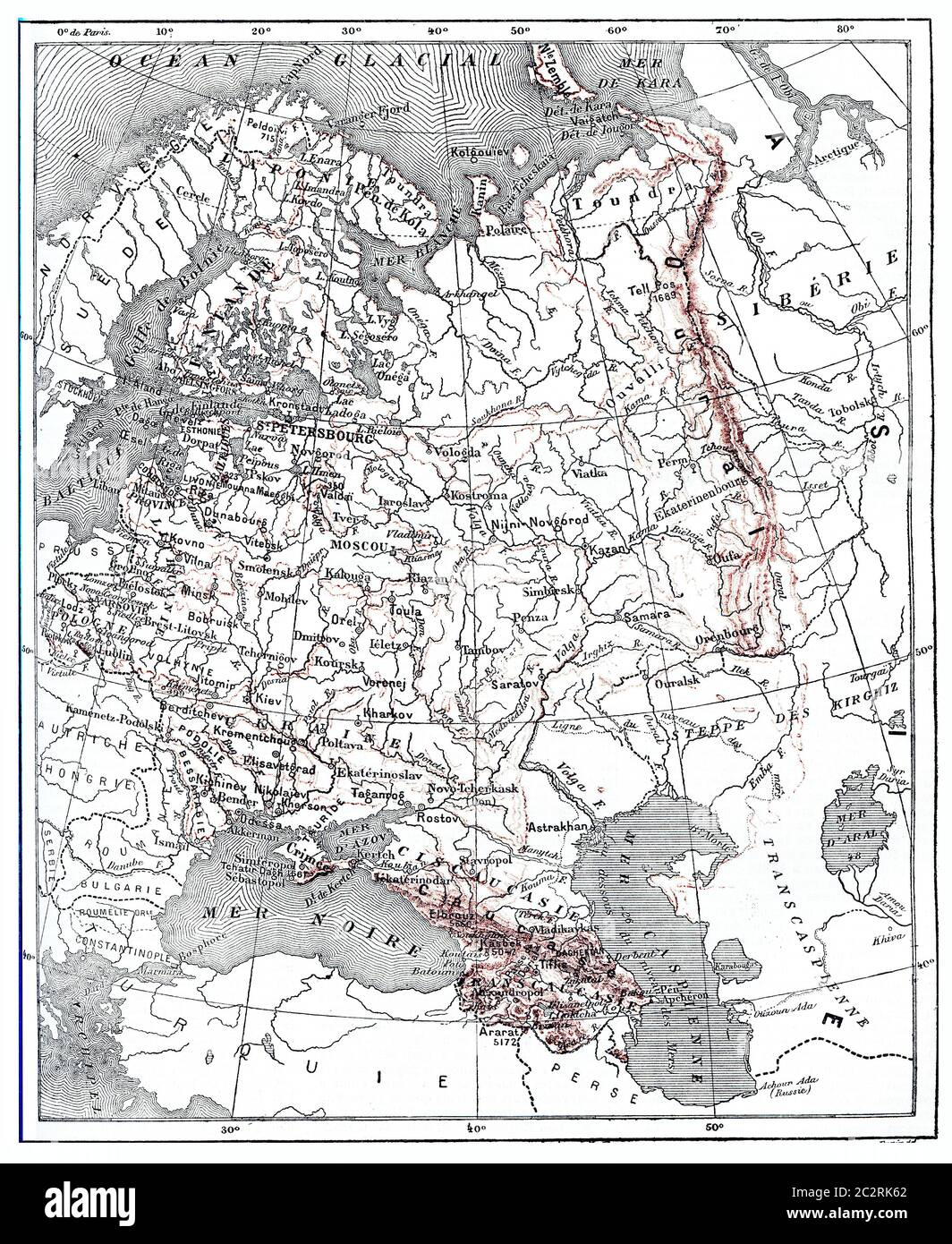 Map of Russia, vintage engraved illustration. Dictionary of words and ...