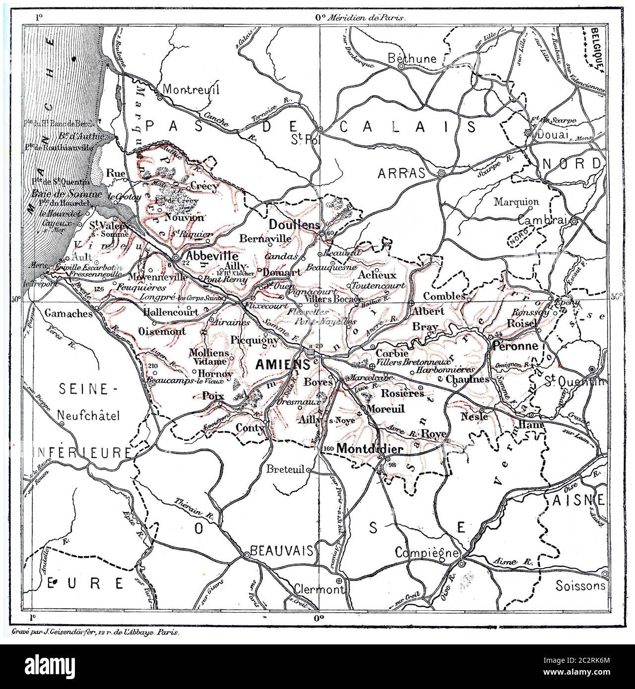 Somme department map Cut Out Stock Images & Pictures - Alamy