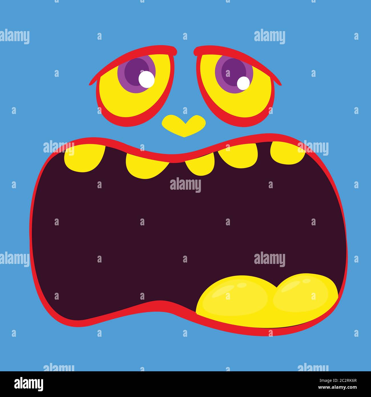 Angry cartoon monster face. Vector Halloween monster square avatar ...