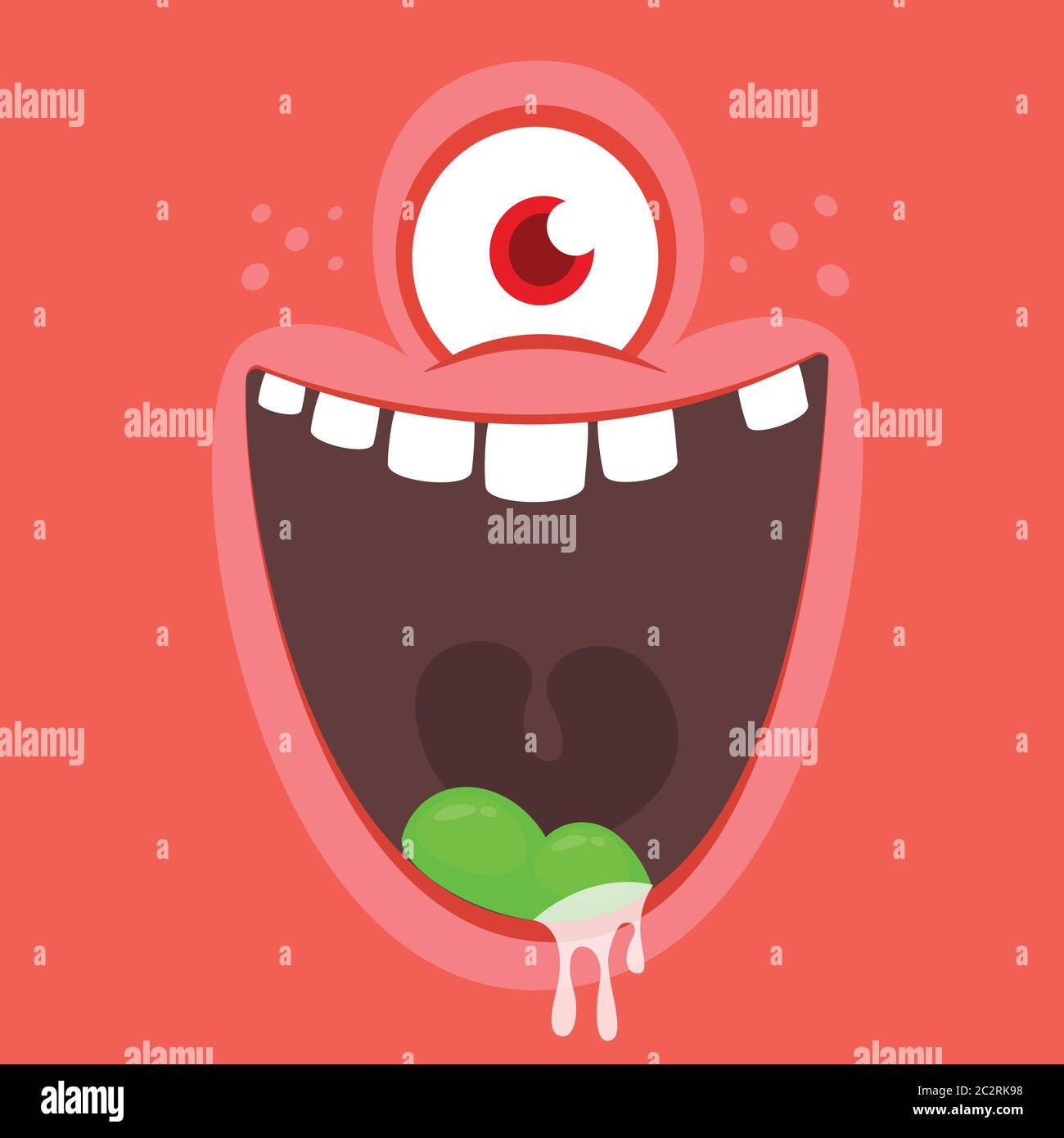Funny cartoon alien face cyclops with one eye. Vector Halloween monster ...