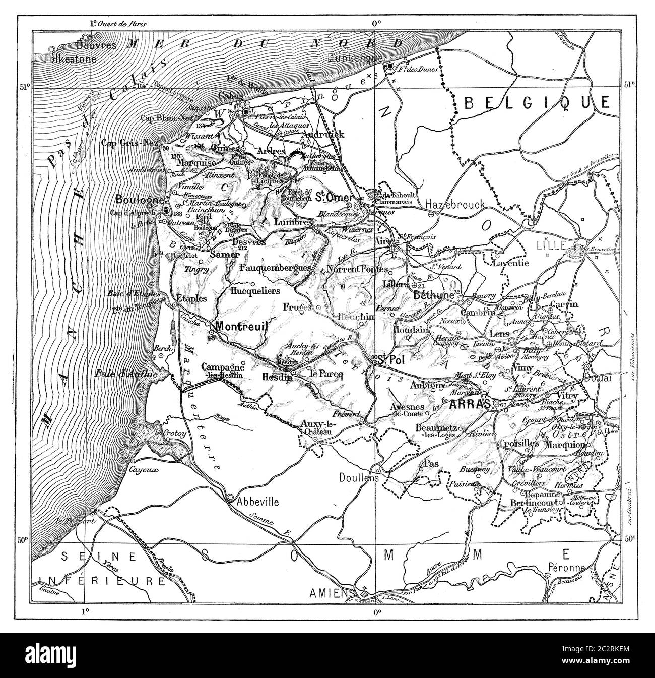 Vintage map of calais Black and White Stock Photos & Images - Alamy