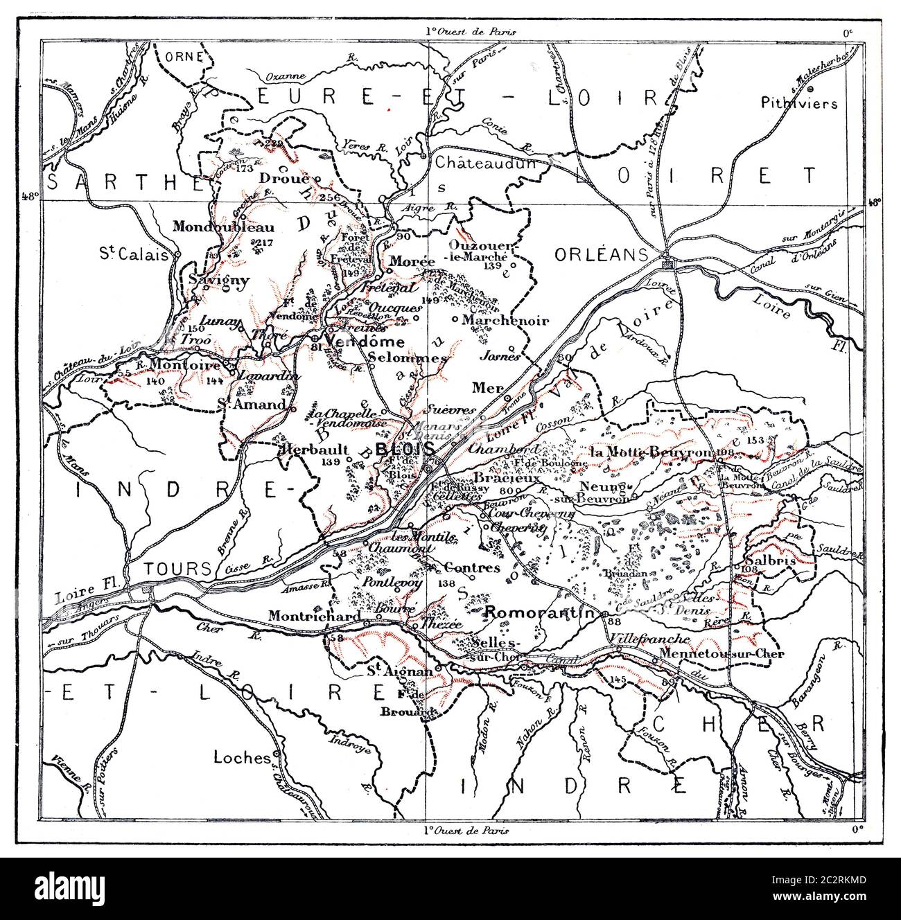 Map cher france Cut Out Stock Images & Pictures - Alamy