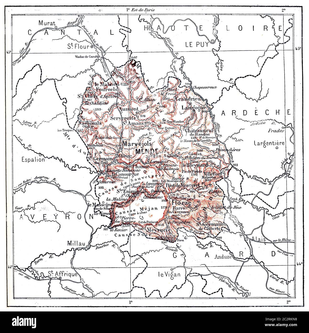 Lozere map Cut Out Stock Images & Pictures - Alamy