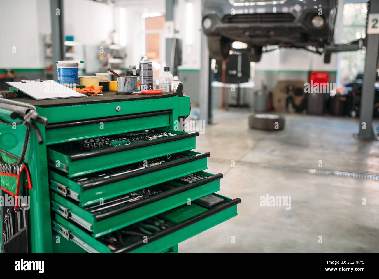 Car service tool box with pull-out shelves, professional instrument ...