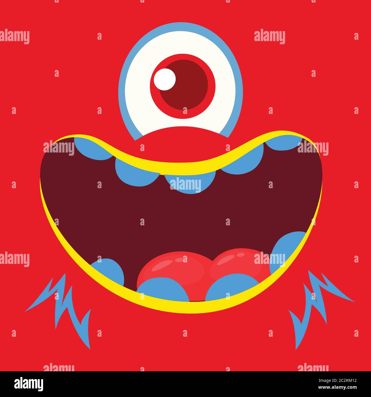 Cute cartoon monster face cyclops. Vector Halloween monster square ...