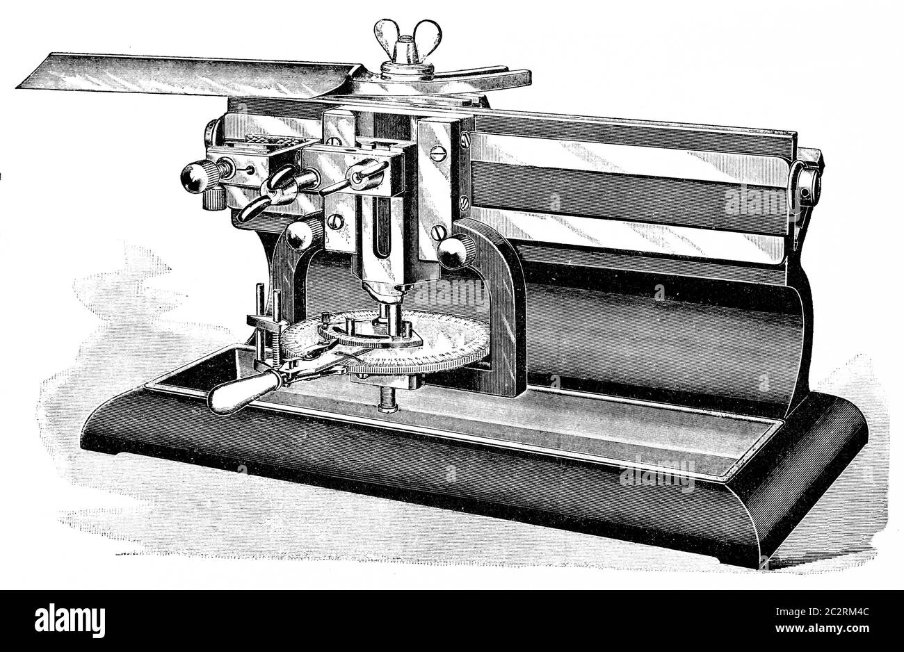 Laboratory microtome, vintage engraved illustration Stock Photo - Alamy