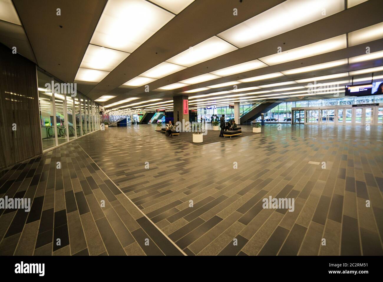Interior of a commercial mall in Montreal Underground, Quebec, Canada ...