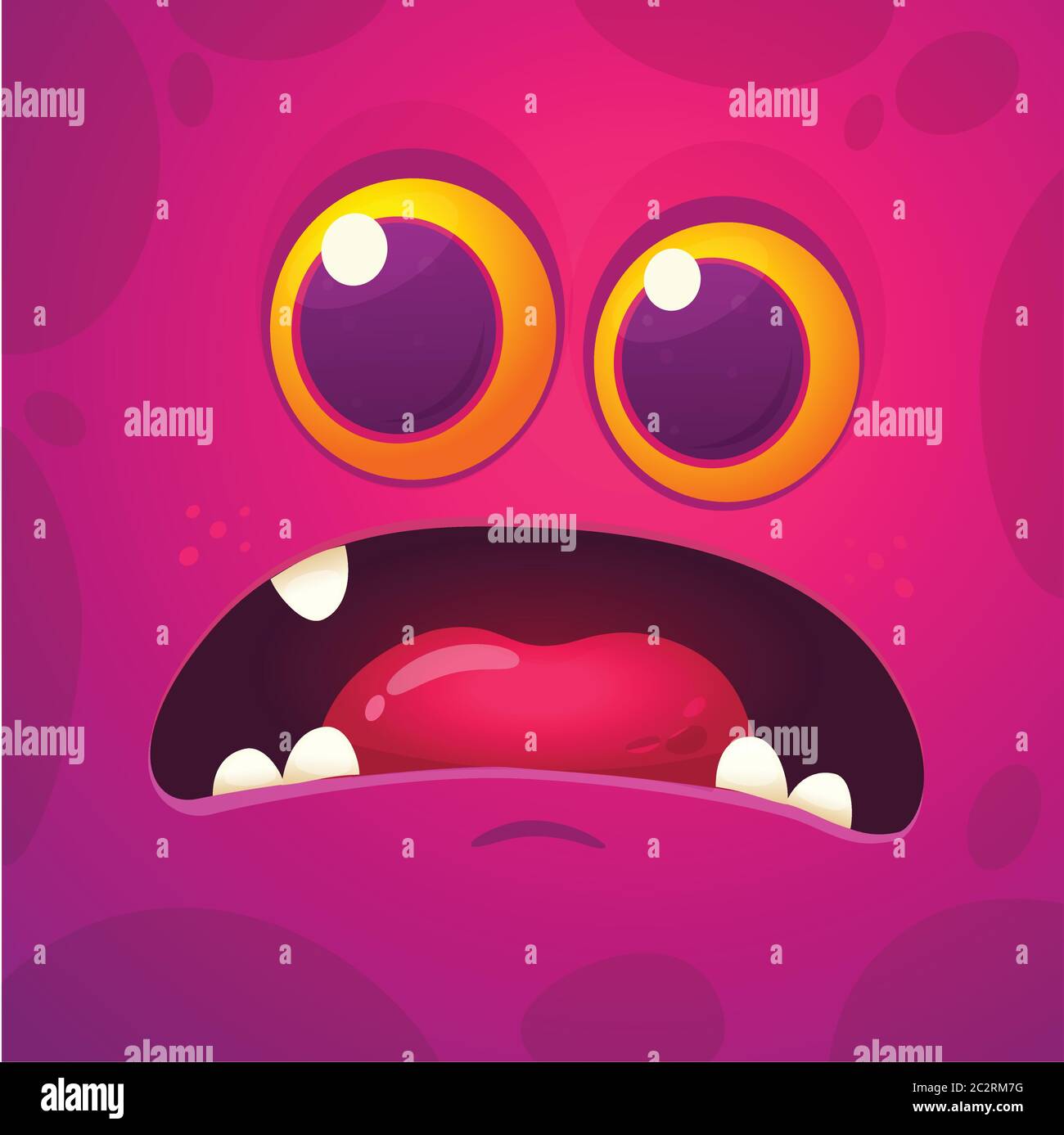 Cartoon monster face shocked expression. Vector Halloween monster ...