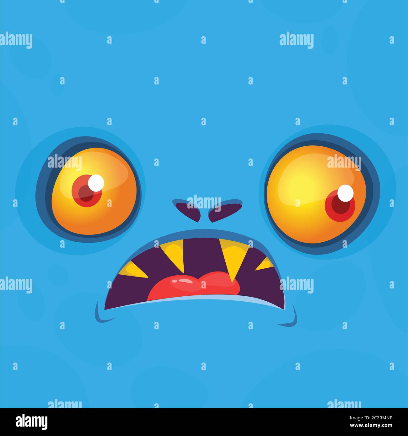 Angry cartoon monster face. Vector Halloween monster square avatar ...