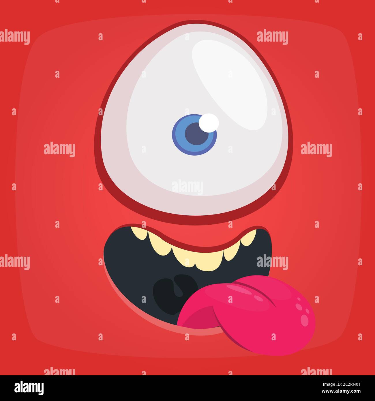 Happy cartoon monster one eye cyclops face. Vector Halloween monster ...
