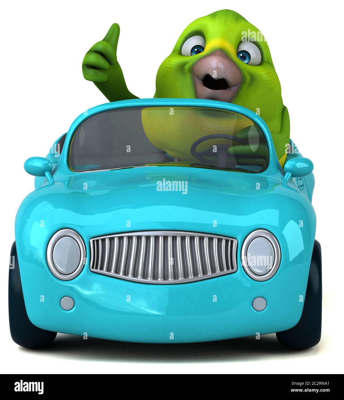 Fun green bird - 3D Illustration Stock Photo - Alamy