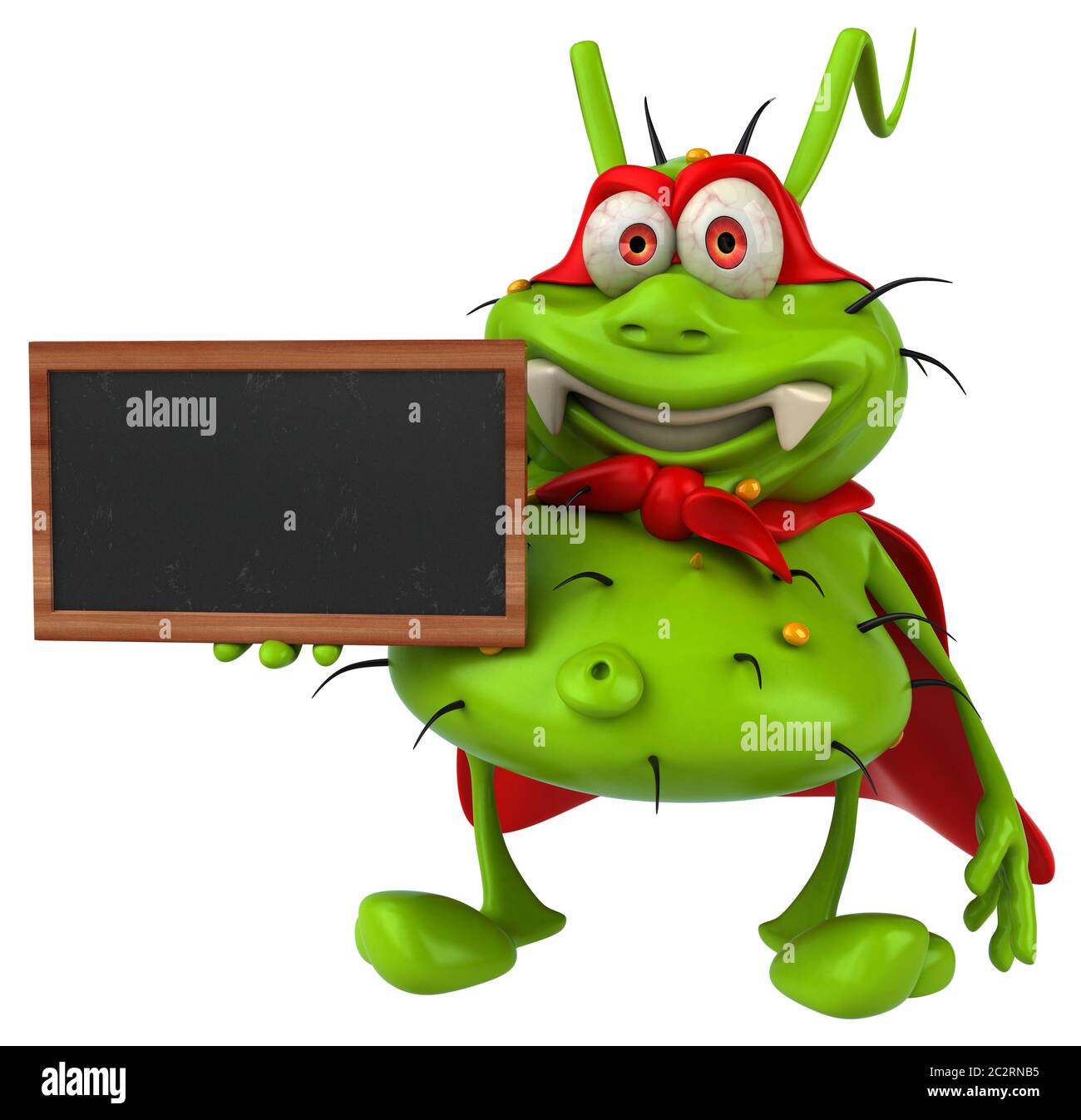 Fun 3D germ monster holding a blackboard Stock Photo - Alamy