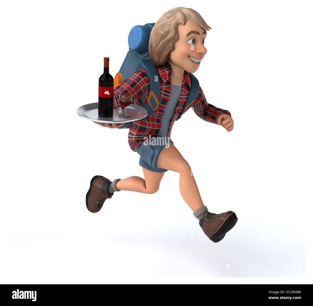 Fun backpacker cartoon guy Stock Photo - Alamy