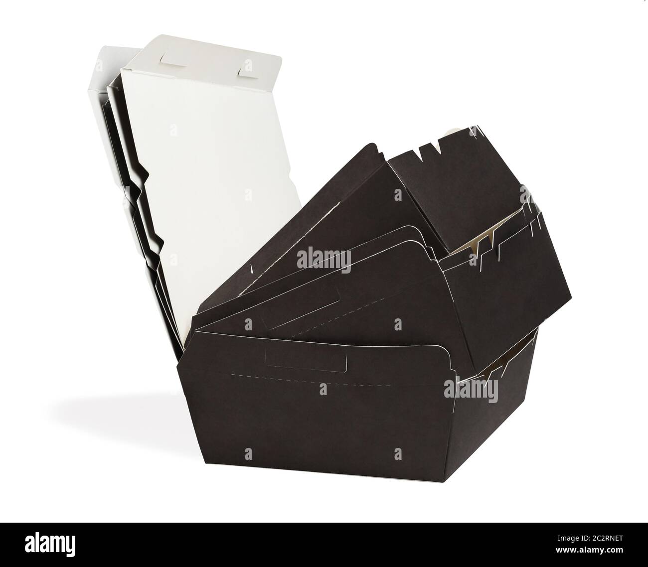 Stack of Empty Takeaway Paper Boxes on White Background Stock Photo - Alamy