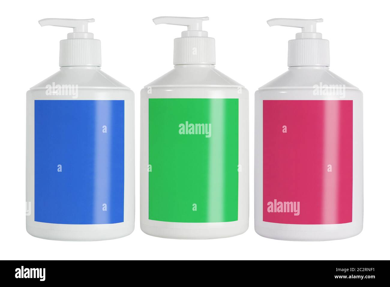 Plastic Containers For Cosmetic Product With Color Labels on White ...