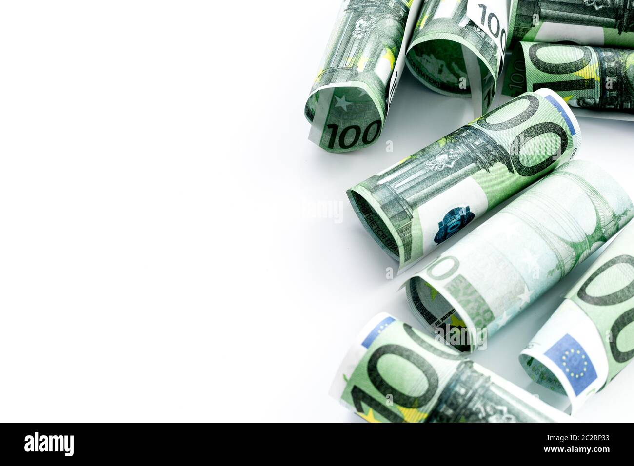 A lot of euro banknote on white background top view Stock Photo - Alamy