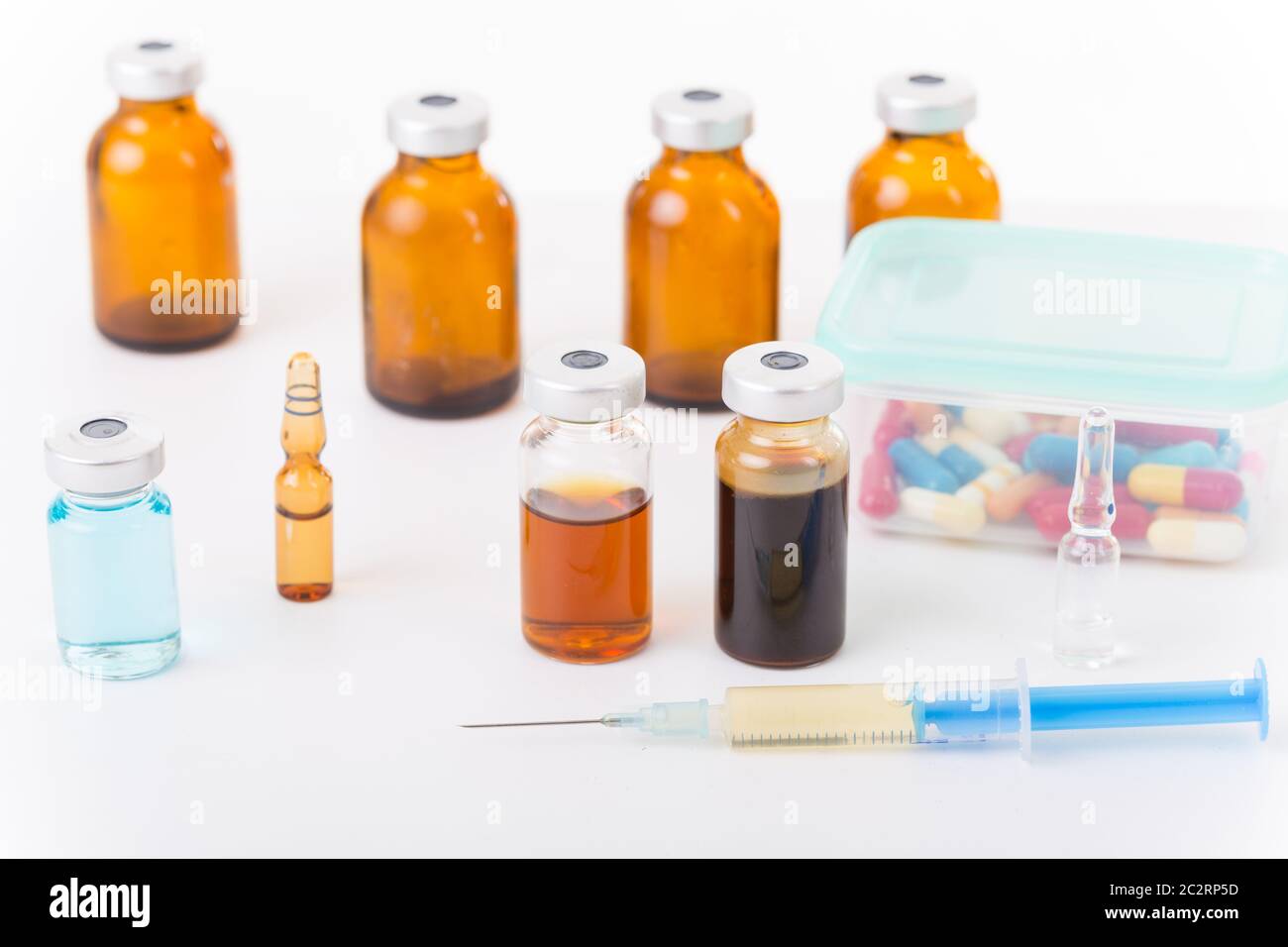 Different types of drugs on white background Stock Photo - Alamy