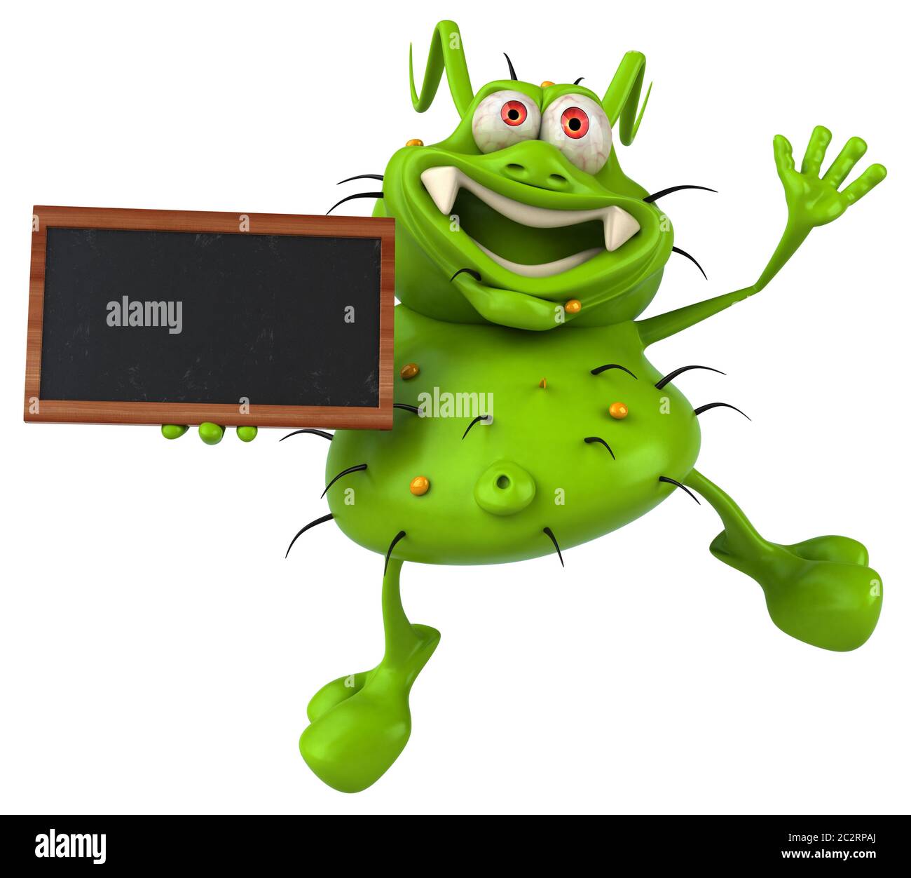 Fun 3D germ monster holding a blackboard Stock Photo - Alamy