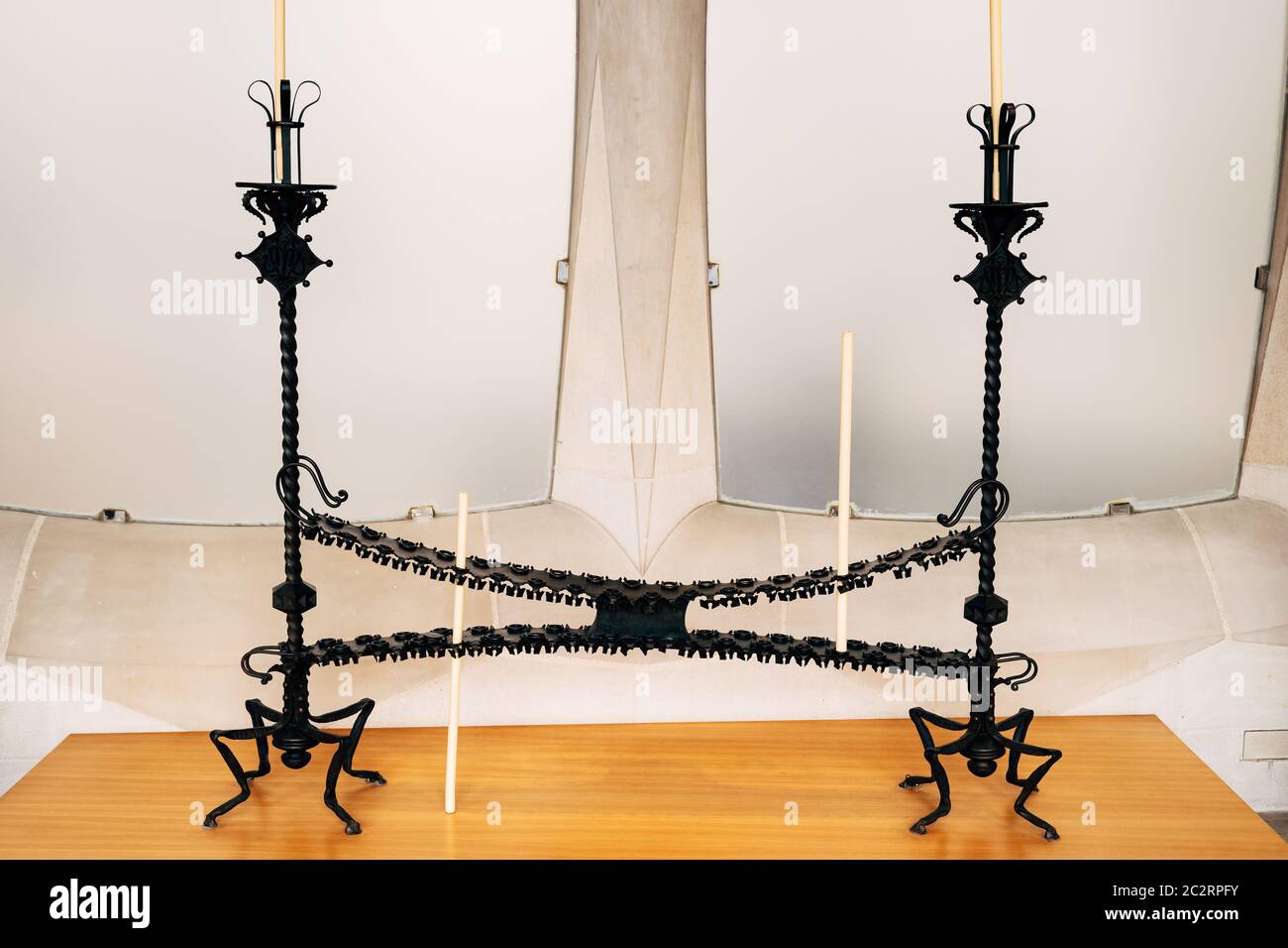 The forged torchlight for candles, created by Antonio Gaudi, in Sagrada ...