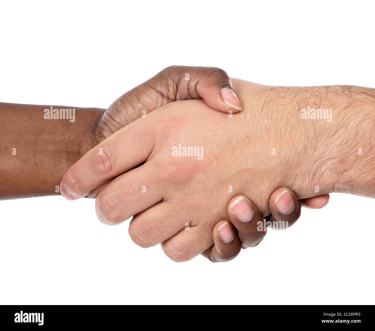 Hands of different races together on white background Stock Photo - Alamy
