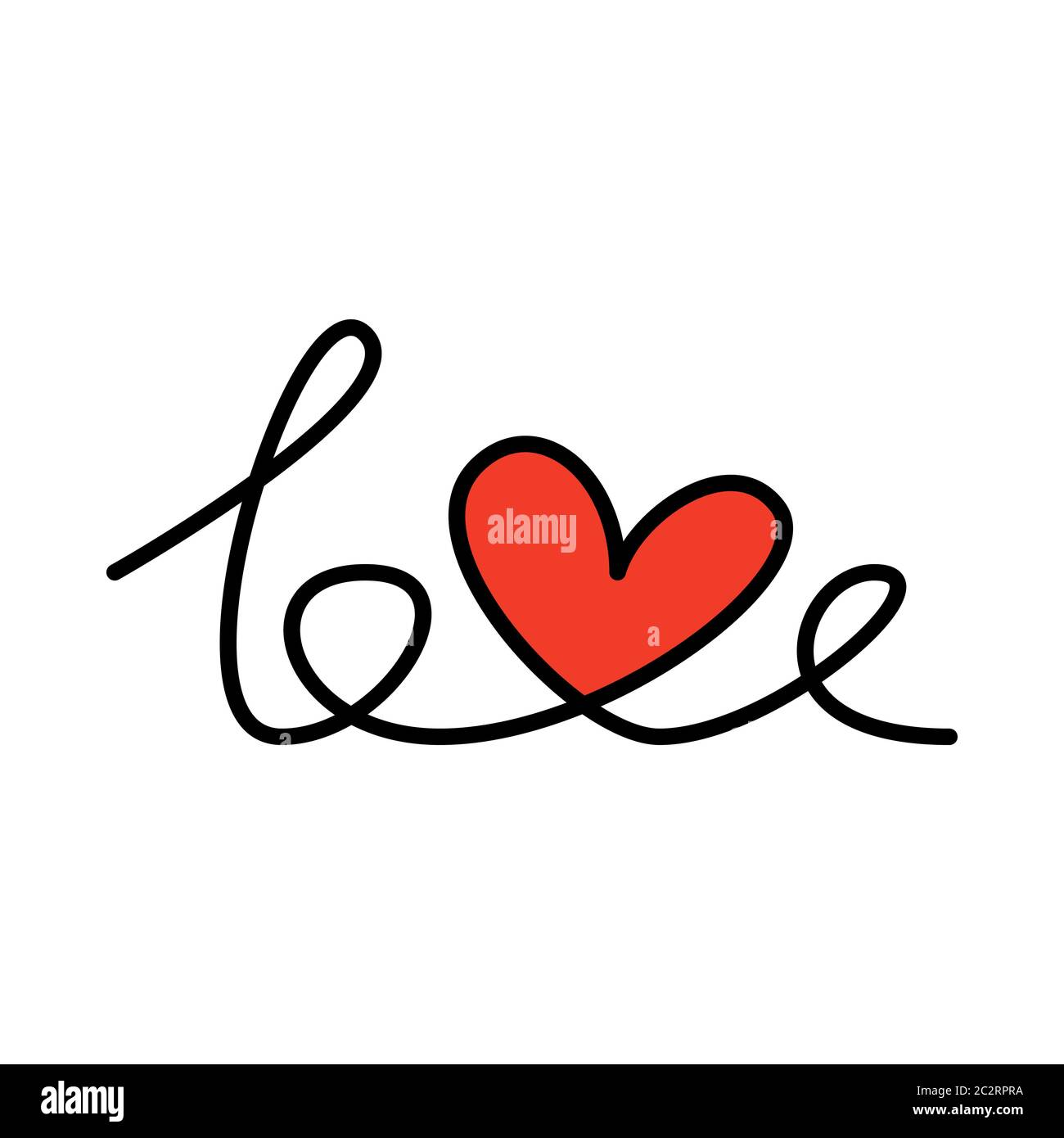 Calligraphy text love heart Stock Vector Images - Alamy