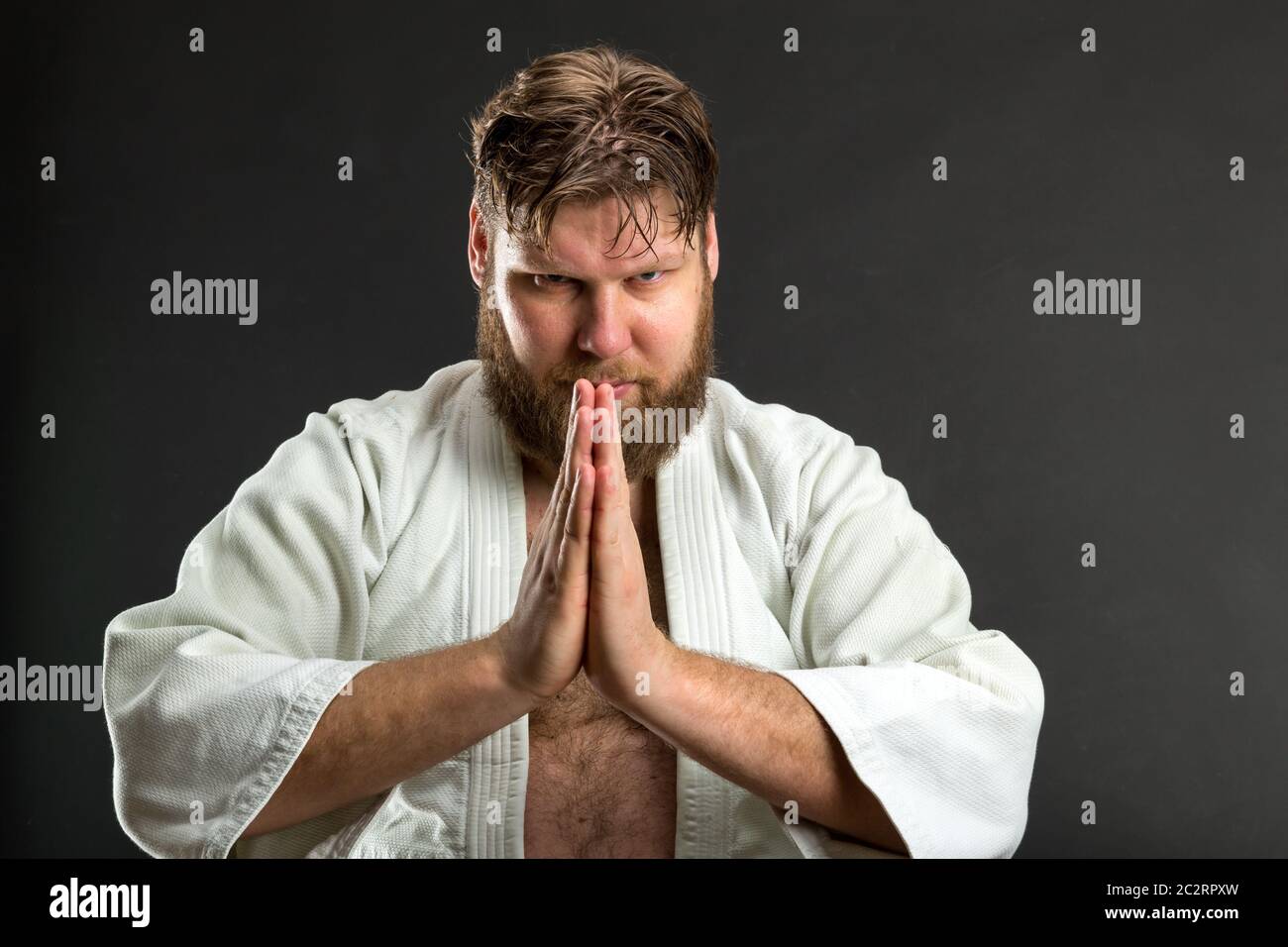 Closeup bearded karate fighter doing hi-res stock photography and ...