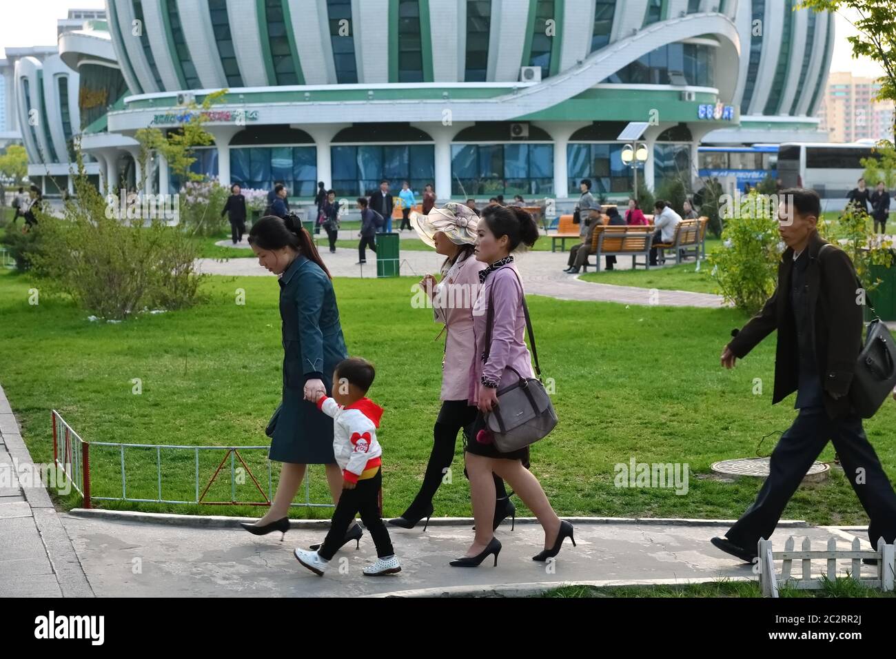 Pyongyang, North Korea - April 29, 2019: People return home after work ...