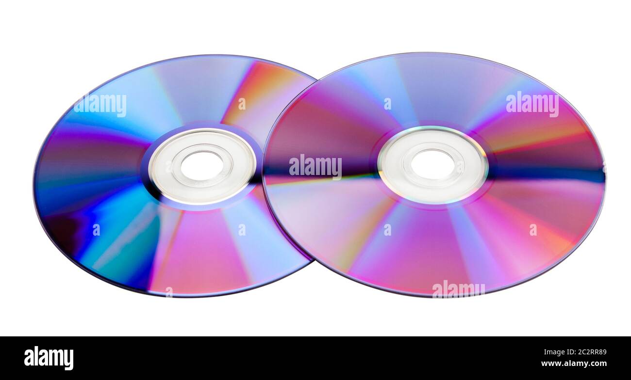 Two colorful CDs isolated on white background Stock Photo - Alamy