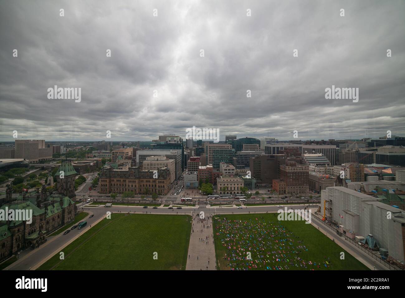 Ottawa scenic cityscape from Parliament tower in Parliament Hill ...