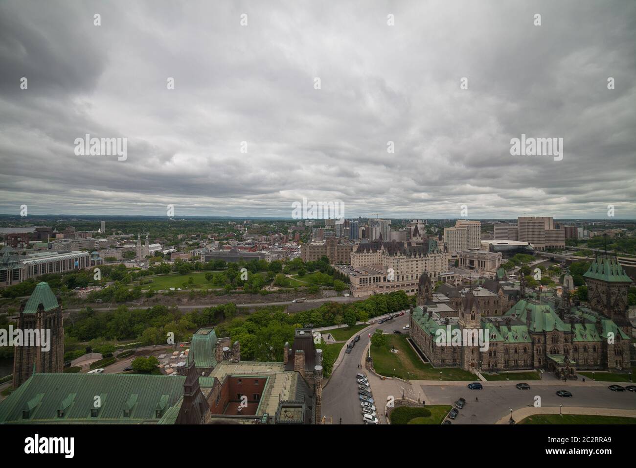Ottawa scenic cityscape from Parliament tower in Parliament Hill ...