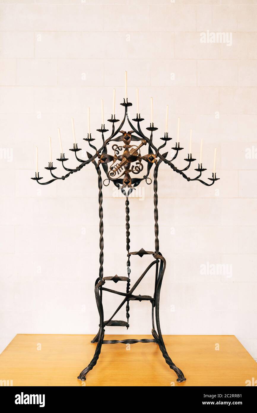 The forged torchlight for candles, created by Antonio Gaudi, in Sagrada ...