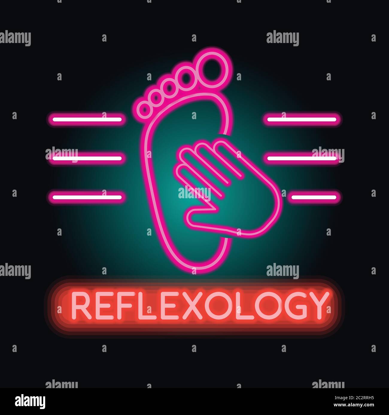 reflexology zone therapy logo with neon sign effect. vector ...