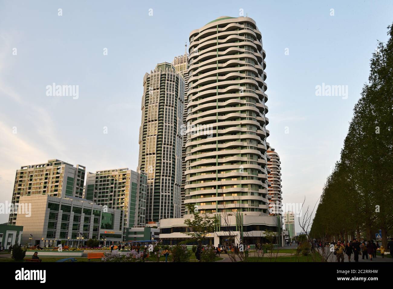 Pyongyang, North Korea - April 29, 2019: View on the skyscrapers in the ...