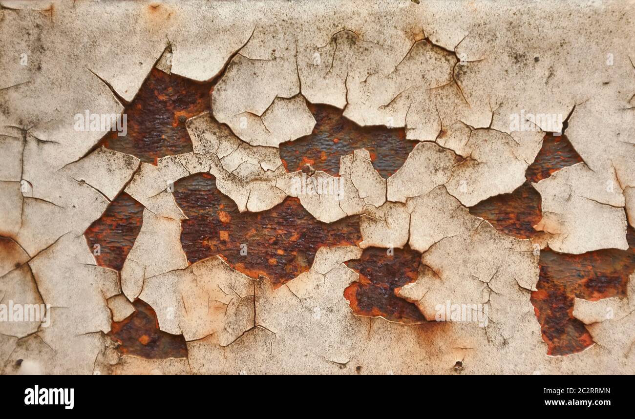 Detail of corrosion of iron with peeling of the surface paint Stock ...