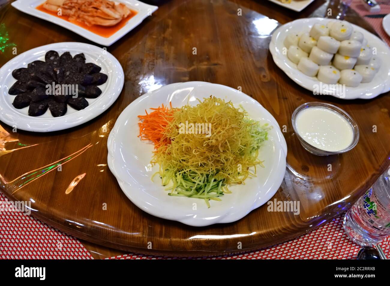 Pyongyang, North Korea - April 29, 2019: Interiors of the restaurant in ...