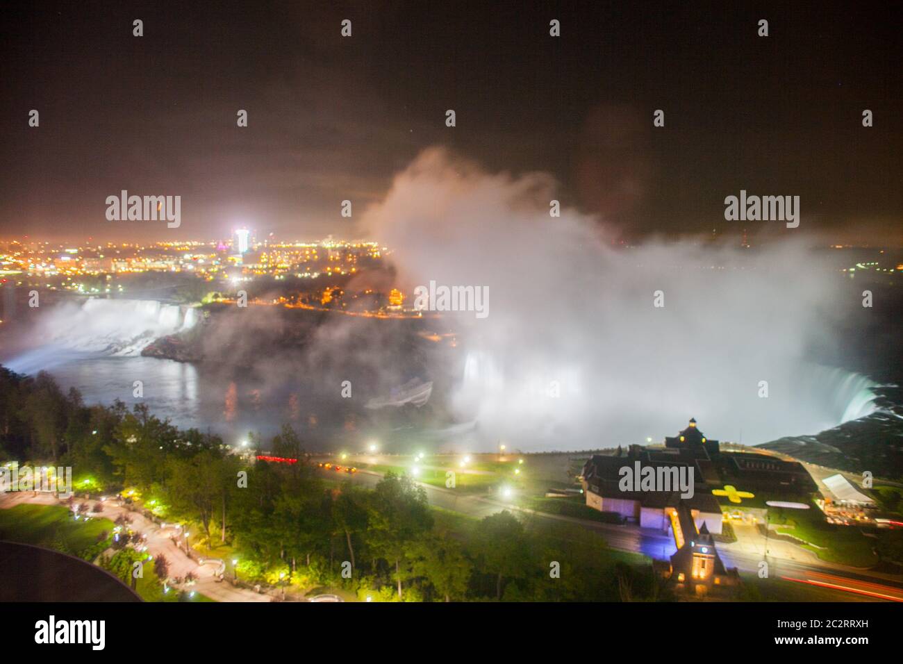 Scenic and wonderful night view of Niagara Falls from above at sunrise ...