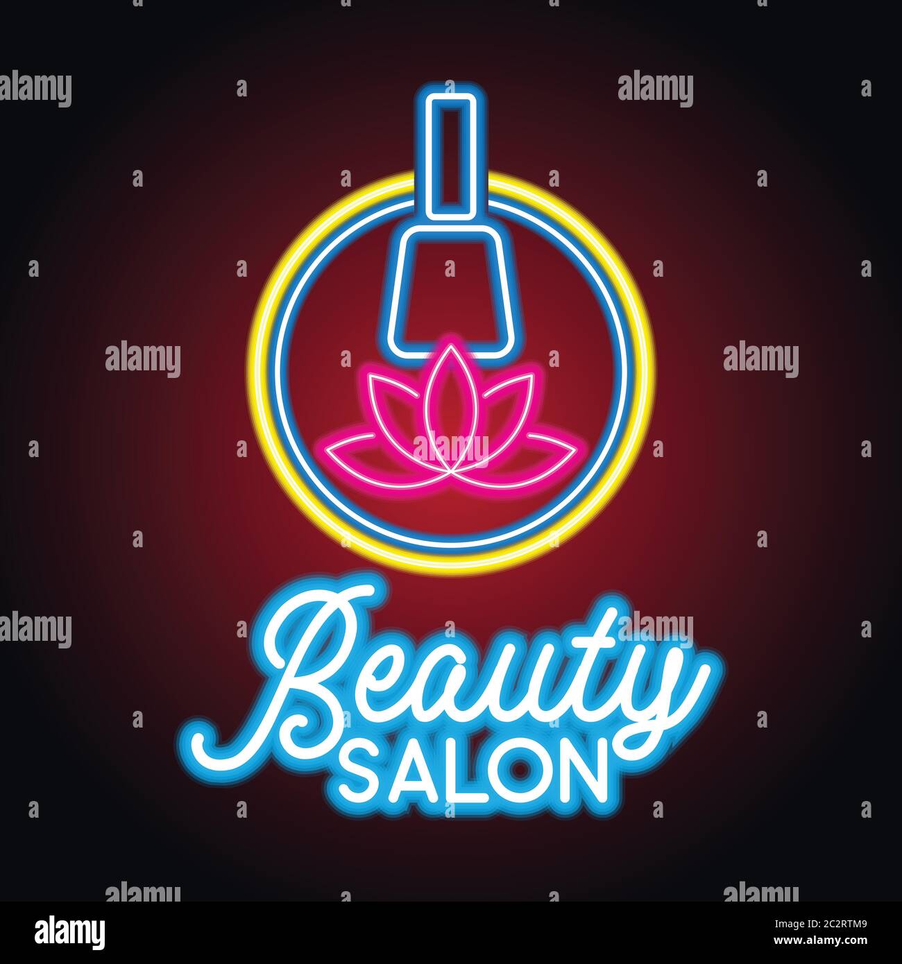 beauty salon logo with neon light effect. vector illustration Stock ...